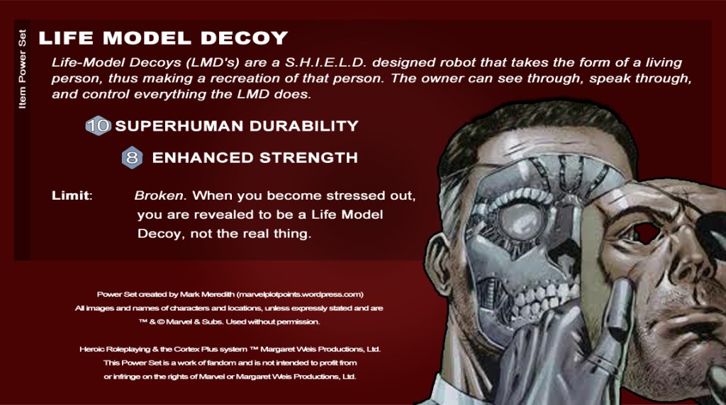 Item Power Sets: Life Model Decoy, Nick Fury-Issued Kree Tech Armor ...