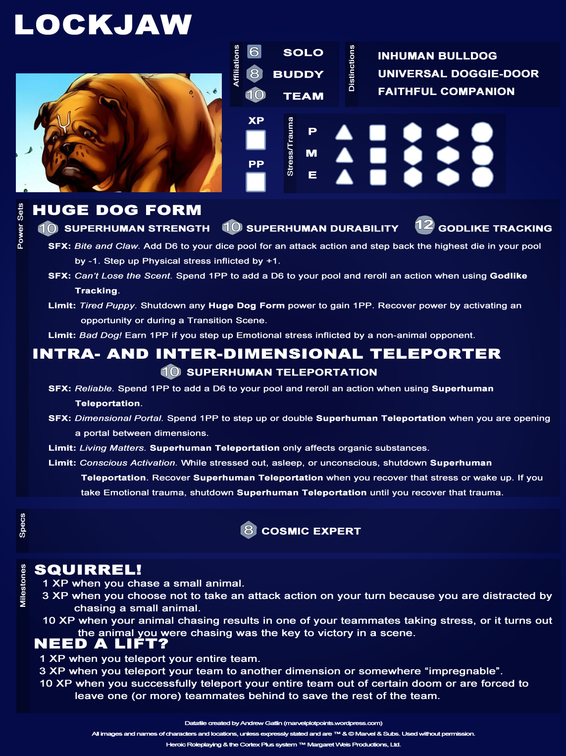 Hero Datafile: Lockjaw | Marvel Plot Points