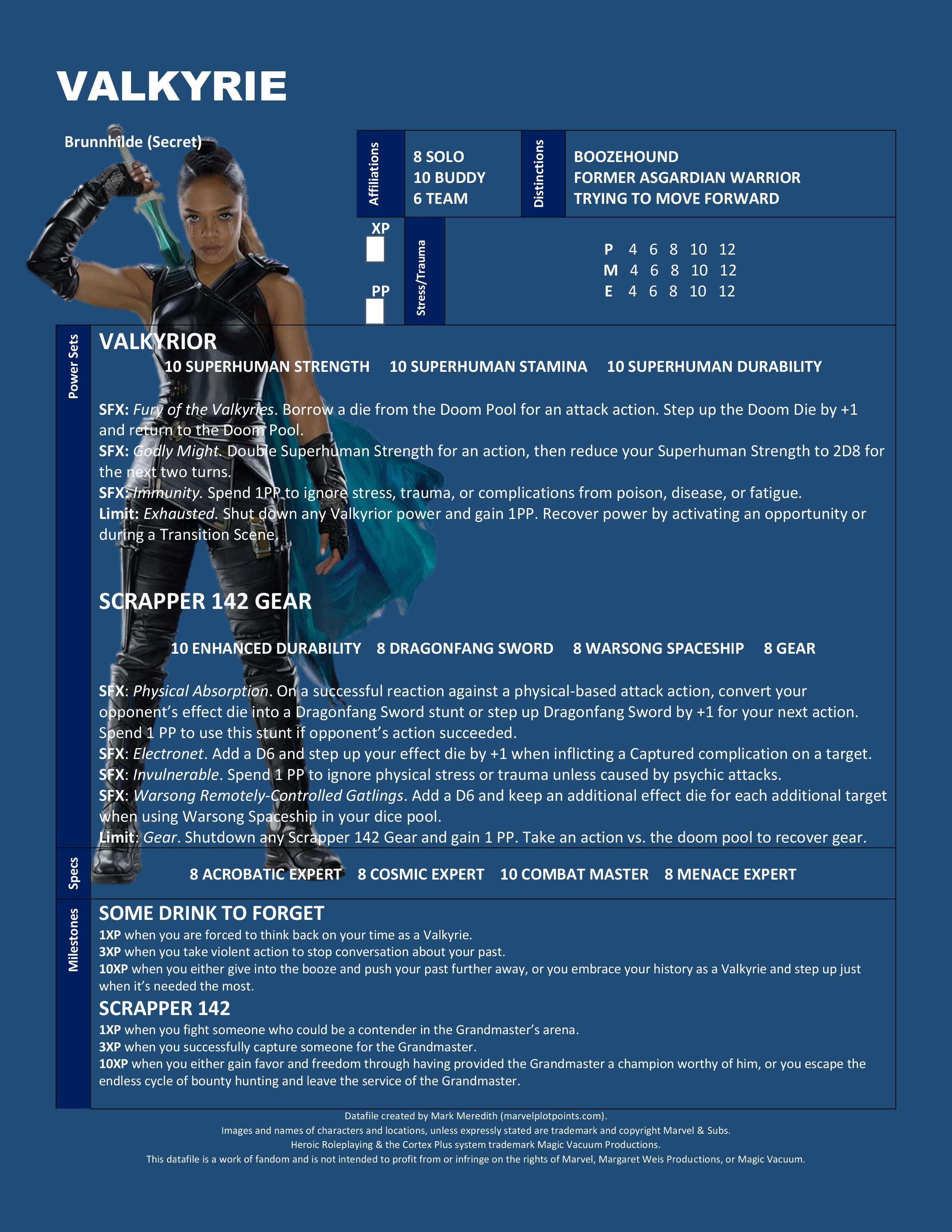 Hero Datafile: Valkyrie (MCU) | Marvel Plot Points