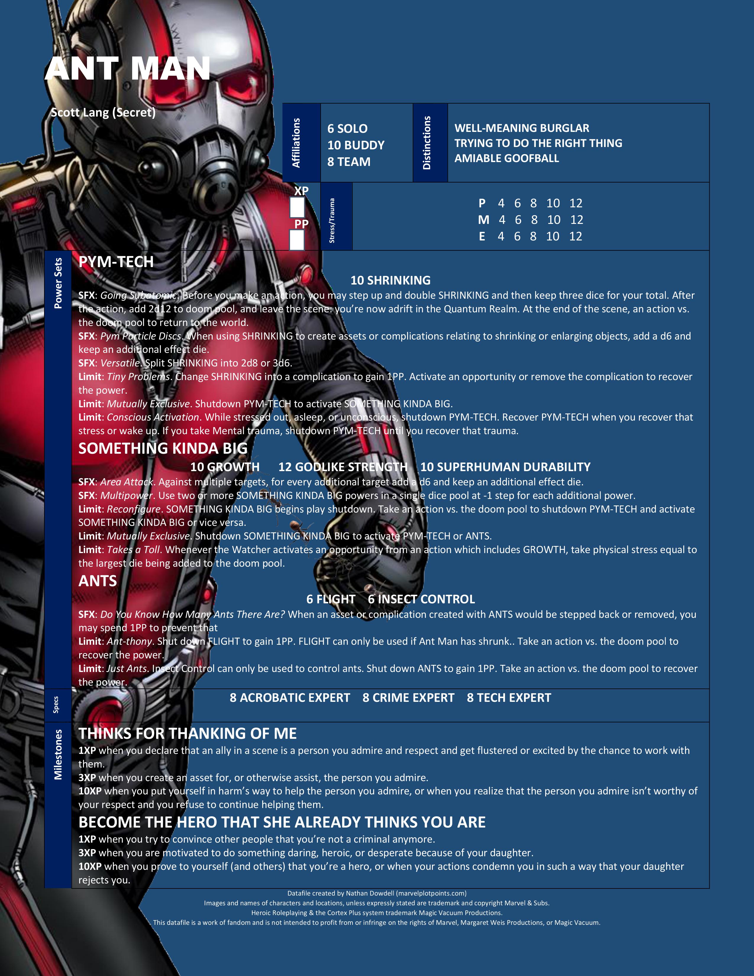 Hero Datafile (Giant) Ant Man (MCU) | Marvel Plot Points