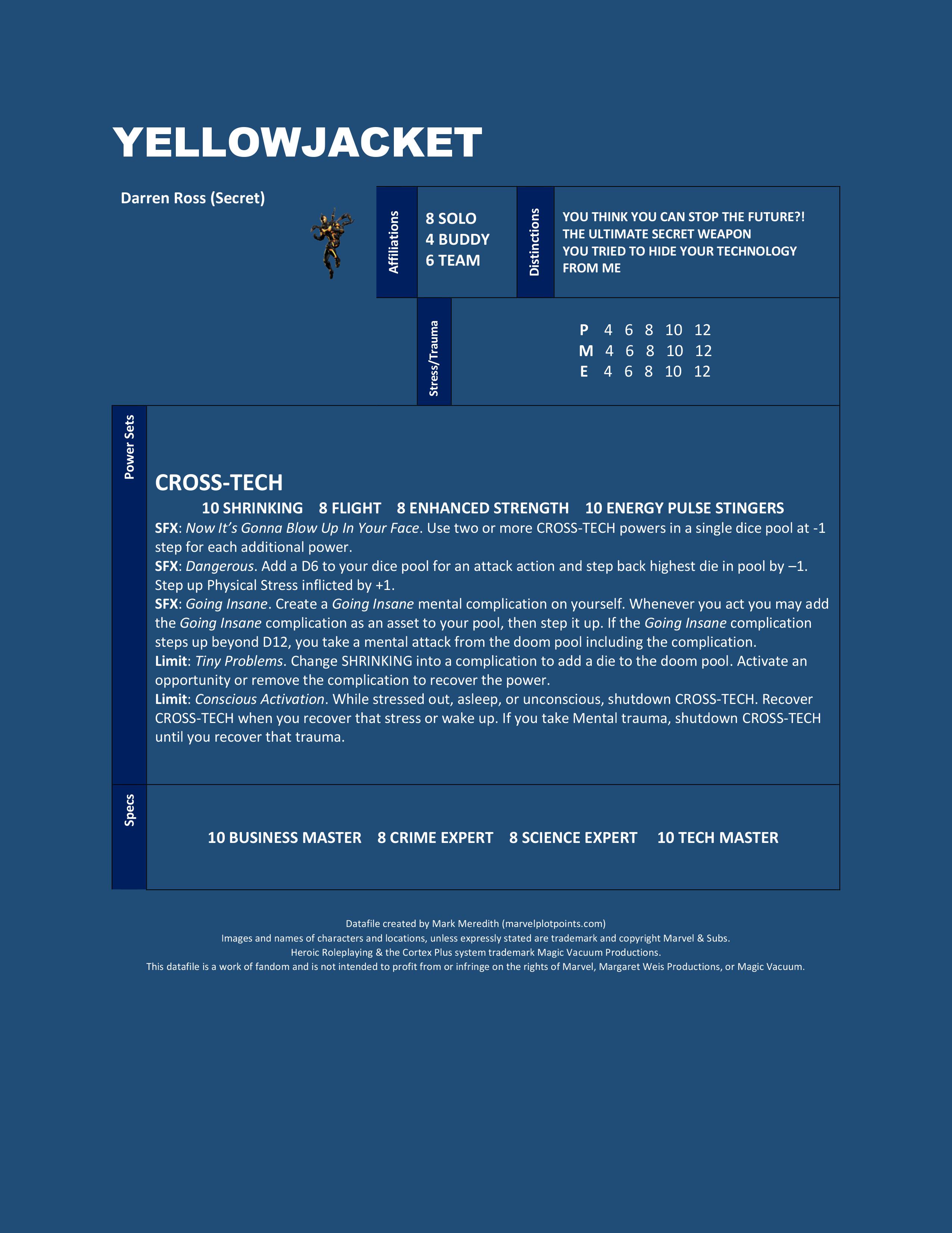 Watcher Datafile: Yellowjacket (MCU) | Marvel Plot Points
