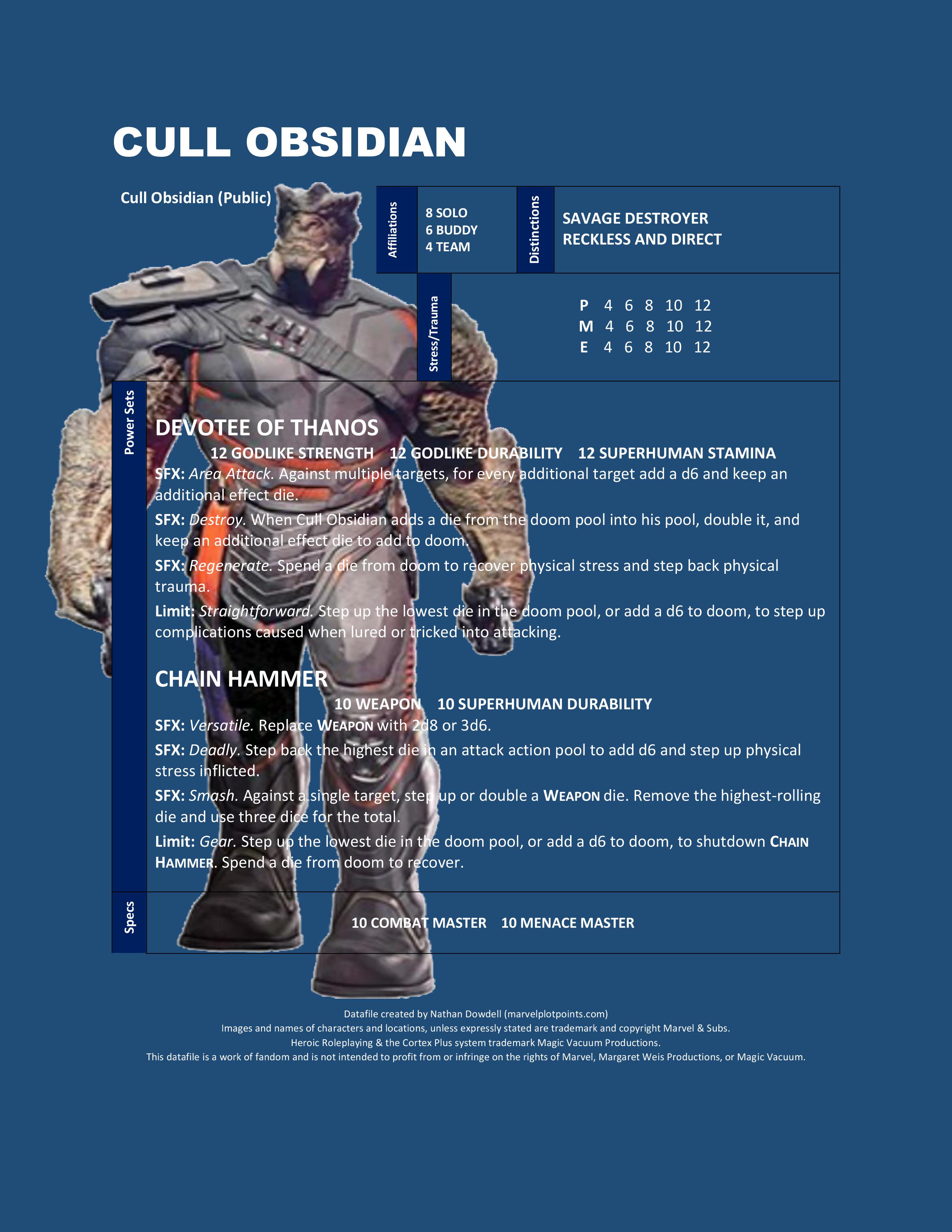 Watcher Datafile: Cull Obsidian (MCU) | Marvel Plot Points